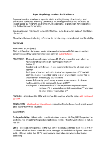 AQA A-LEVEL PSYCHOLOGY PAPER 1 | Teaching Resources