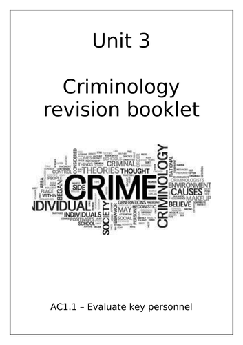 Unit 3 Criminology work booklet | Teaching Resources