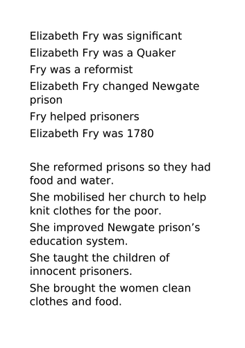Elizabeth Fry Biography Writing and support resources | Teaching Resources