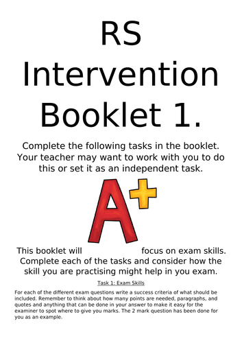 AQA RE Exam Technique Booklet | Teaching Resources AQA RE Exam Technique Booklet | Teaching Resources