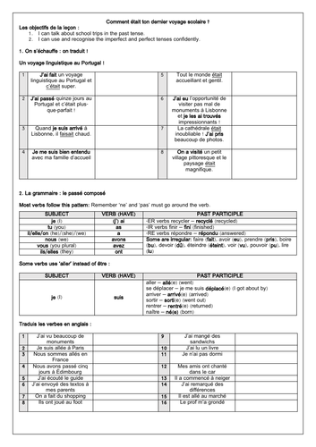 School Trips French (3 worksheets) | Teaching Resources