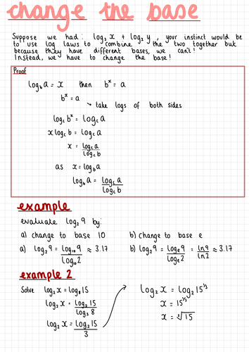 Logarithms - Change the base (IGCSE Cambridge Additional Mathematics) | Teaching Resources