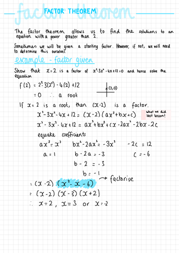 Factor Theorem Notes (IGCSE Cambridge Additional Mathematics ... Factor Theorem Notes (IGCSE Cambridge Additional Mathematics ...