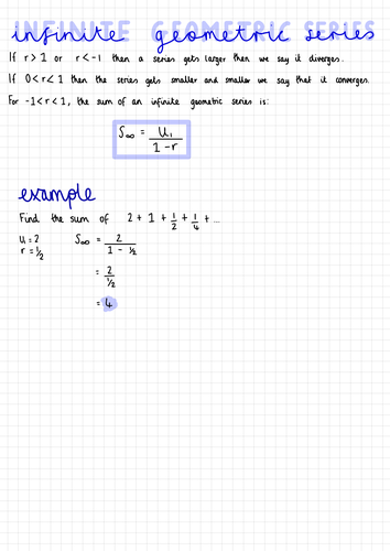 Infinite Geometric Series Notes Igcse Cambridge Additional Mathematics