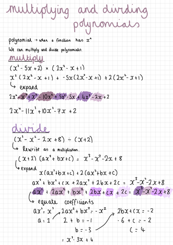 Multiplying and Dividing Polynomials Notes (IGCSE Cambridge Additional ...
