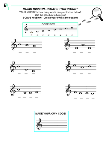 Note naming activity sheet | Teaching Resources