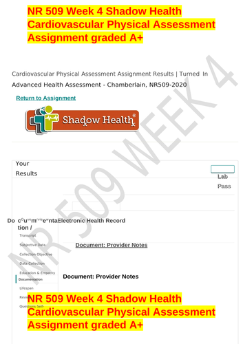 NR 509 Week 4 Shadow Health Cardiovascular Physical Assessment ... NR 509 Week 4 Shadow Health Cardiovascular Physical Assessment ...