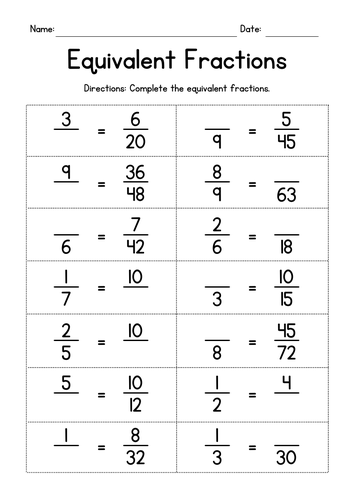 Equivalent Fractions - Missing Numerators and Denominators | Teaching ... Equivalent Fractions - Missing Numerators and Denominators | Teaching ...