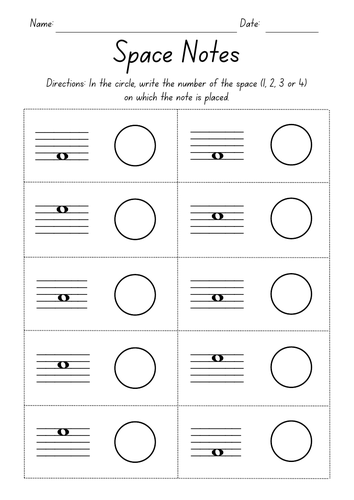 Space Notes Music Worksheets | Teaching Resources