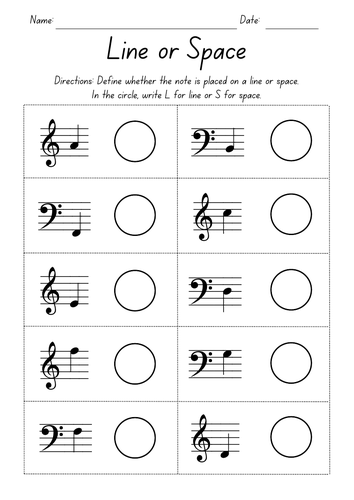 Line or Space Music Worksheets | Teaching Resources