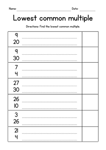 LCM Lowest Common Multiple Worksheets | Teaching Resources LCM Lowest Common Multiple Worksheets | Teaching Resources