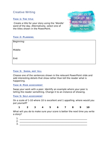 GCSE English Creative Writing | Teaching Resources