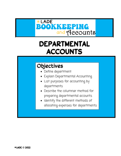 Departmental Accounts Notes | Teaching Resources
