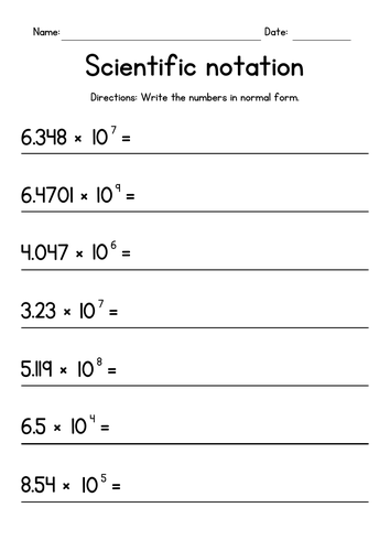 Reading Numbers in Scientific Notation | Teaching Resources
