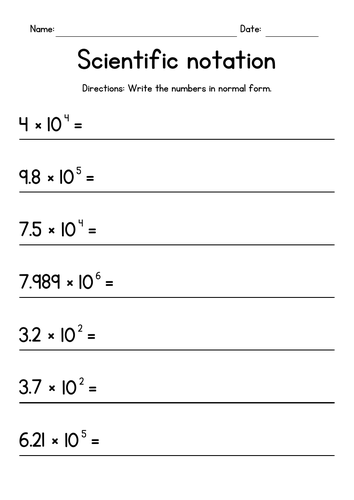 Ordering Numbers In Scientific Notation Worksheets Comparing Numbers