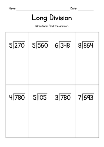 Long Division Worksheets 3 Digit By 1 Digit 3 Digit By 1 Digit