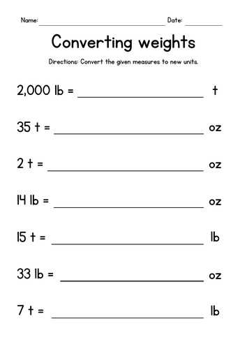 Converting Weights (ounces, pounds and tons) | Teaching Resources Converting Weights (ounces, pounds and tons) | Teaching Resources