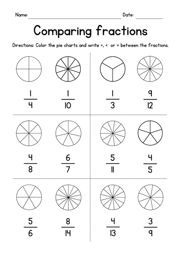 Comparing Proper Fractions - Pie Charts | Teaching Resources