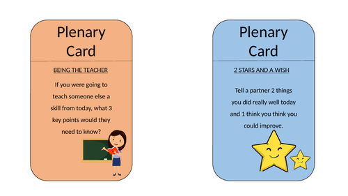 Plenary cards | Teaching Resources