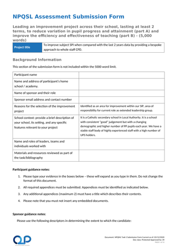NPQSL secondary submission | Teaching Resources