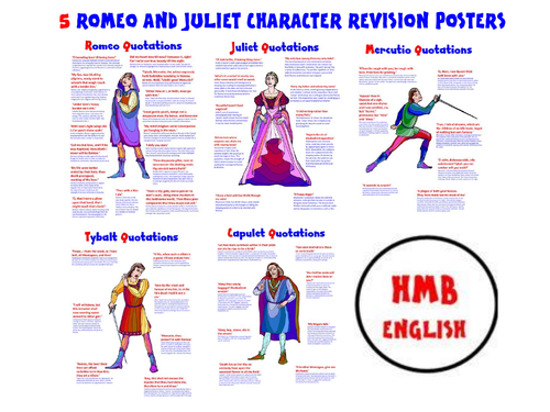 5 Romeo and Juliet Character Revision Posters | Teaching Resources