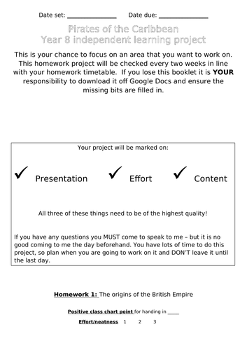 Homework booklet | Teaching Resources