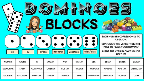 GCSE Spanish Grammar Domino Games - Blocks and Matador | Teaching Resources