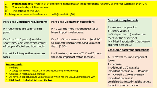 OCR A Level History: Democracy and Dictatorship in Germany scaffold 10 ...