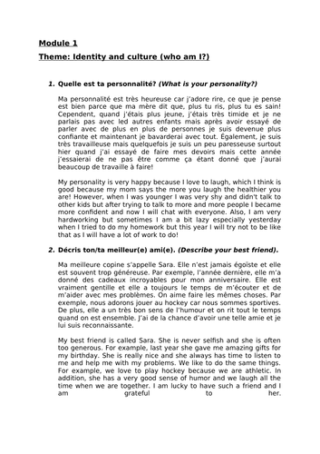 GCSE Edexcel French speaking module one answers | Teaching Resources