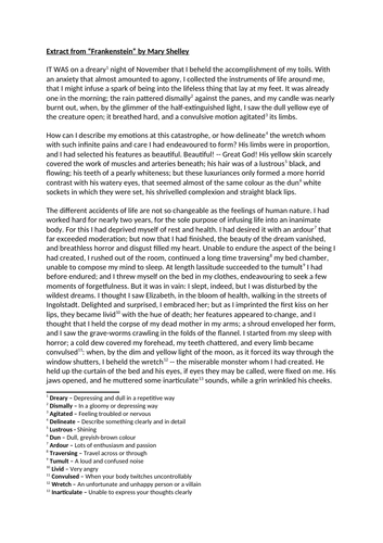 Frankenstein (Extract and Lesson) - Gothic KS3 | Teaching Resources