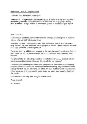 Worksheet: Identify Persuasive Language Techniques in a Letter ... Worksheet: Identify Persuasive Language Techniques in a Letter ...