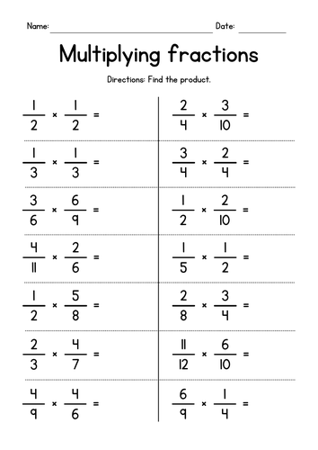 Multiplying Proper Fractions Worksheets | Teaching Resources