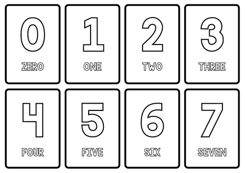 Primary Numbers 0-20 Coloring Flashcards | Teaching Resources