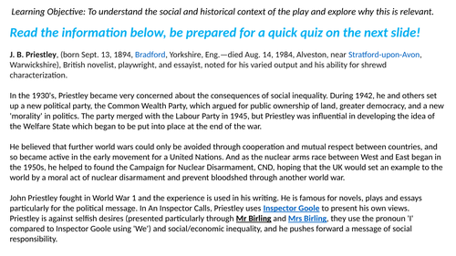 An Inspector Calls Introduction to context | Teaching Resources