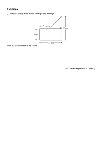 GCSE Maths - Compound Area Exam Questions | Teaching Resources