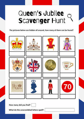 The Queen's Jubilee Scavenger Hunt Game. Fun Find the Clues. Royal ...