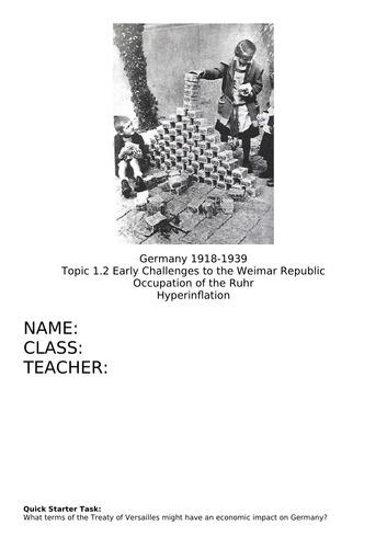 Edexcel GCSE History - Weimar and Nazi Germany- Hyperinflation booklet ...