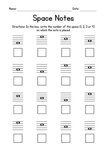 Space Notes Music Worksheets - Musical Note Reading Activities ...