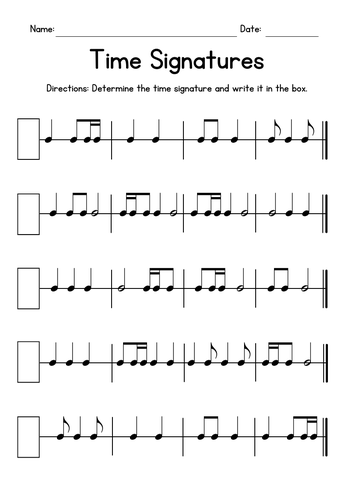 Identify & Write Time Signature Worksheets - Music Reading Practice ...