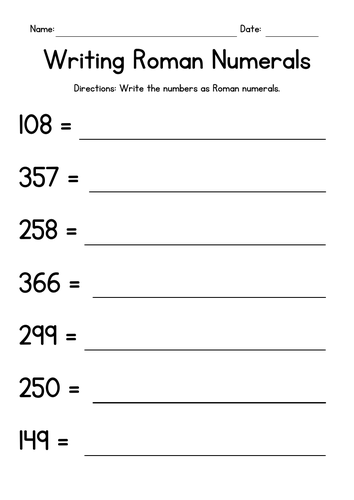 Writing Roman Numerals Worksheets | Teaching Resources