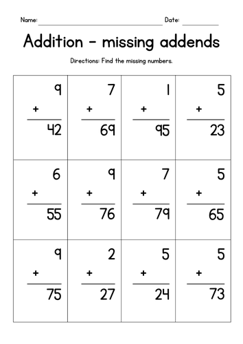 Adding 1-Digit and 2-Digit Numbers in Columns | Teaching Resources