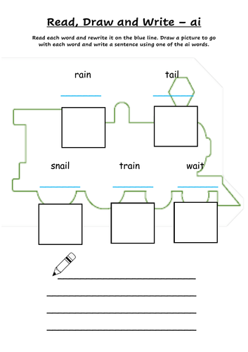 Phonics Read, Write and Draw - ai sound | Teaching Resources