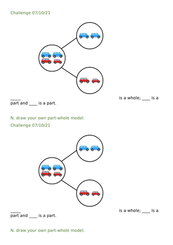 NCETM Spines work sheet part part whole model | Teaching Resources