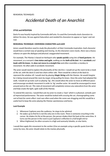 Rehearsal Techniques "Accidental Death of an Anarchist" | Teaching ...
