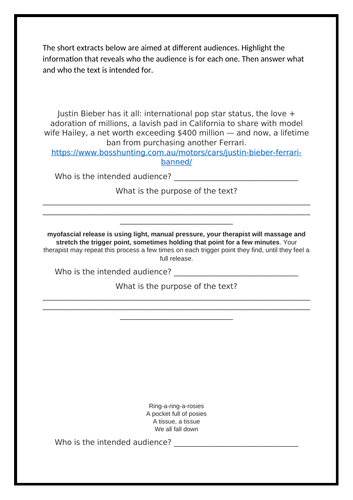 Audience and purpose | Teaching Resources
