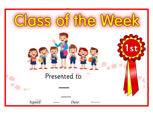 Class of the week certificate | Teaching Resources