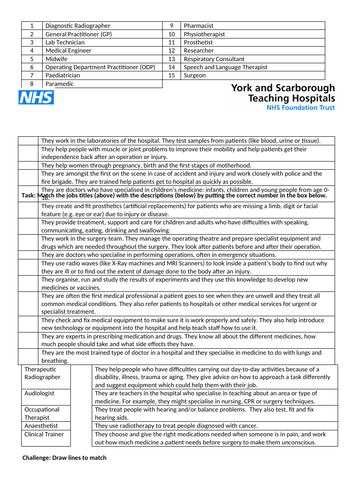15 Roles in the NHS - More able version (with challenge activity ...