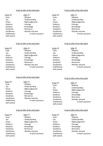 Fruits & Gifts of the Holy Spirit | Teaching Resources