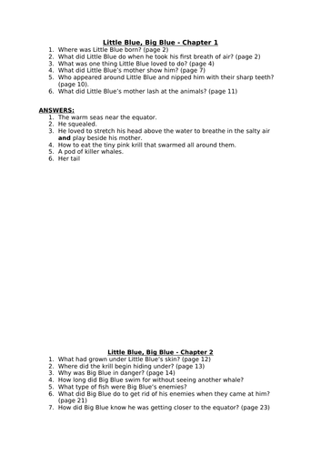 Comprehension: Little Blue, Big Blue | Teaching Resources