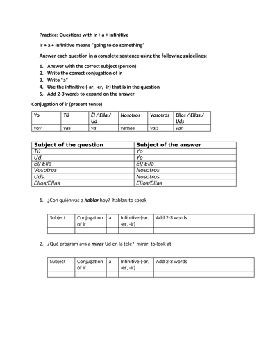 Ir A Infinitive Practice